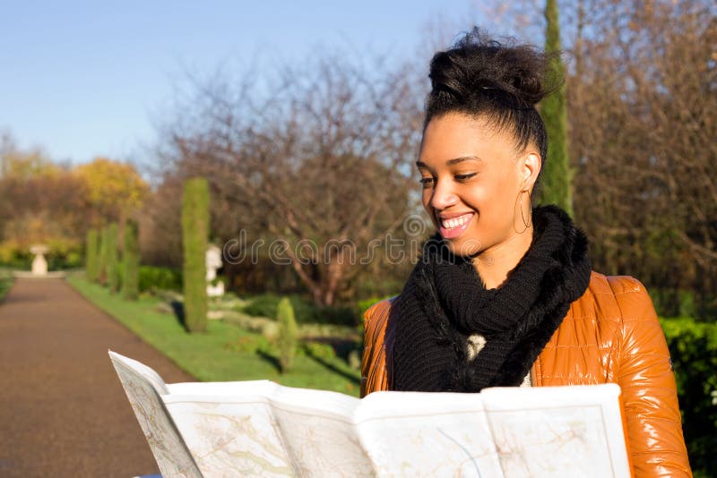 Reading map stock photo. Image of outside, girl, nature - 48371396