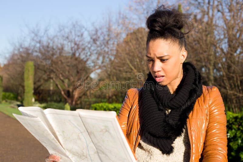 Reading map stock image. Image of girl, lifestyle, directions - 48371437