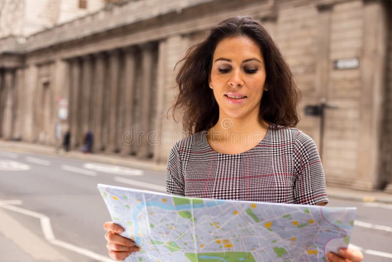 Reading map stock image. Image of looking, beauty, happy - 47021023