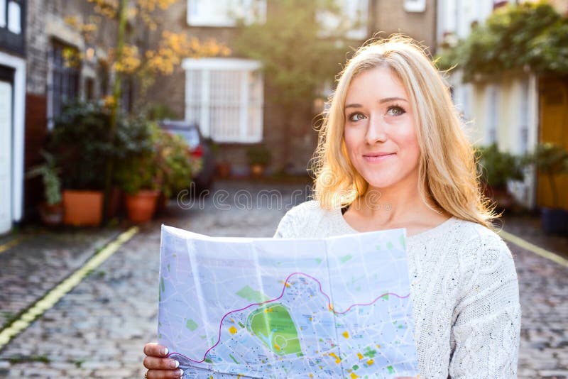 Reading map stock image. Image of caucasian, female, attractive - 47608103