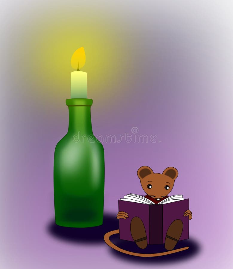 Reading Mouse stock illustration. Illustration of night - 13576036