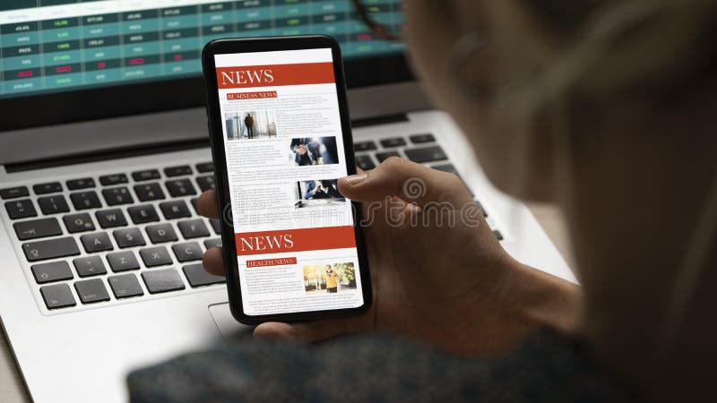 Reading News on Mobile Phone Stock Image - Image of mobile, reading ...