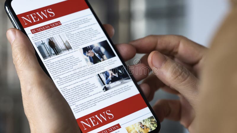 Reading News on Mobile Phone Stock Image - Image of tablet, information ...