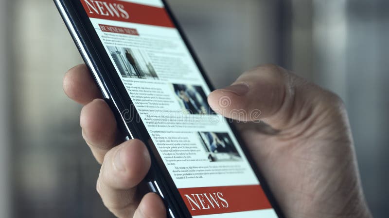 Reading News on Mobile Phone Stock Photo - Image of medium, online ...