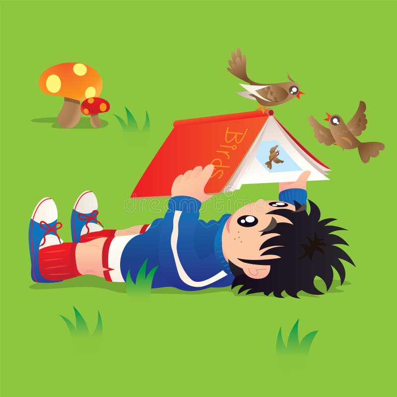 Outdoor Reading, Education Or Hobby Landing Page Template. Man And ...