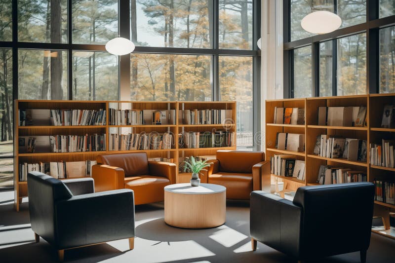 Reading Parlor in Library. Generative AI Stock Photo - Image of ...