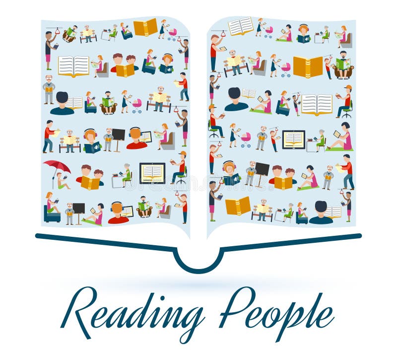 Reading People Isometric Composition Stock Vector - Illustration of ...