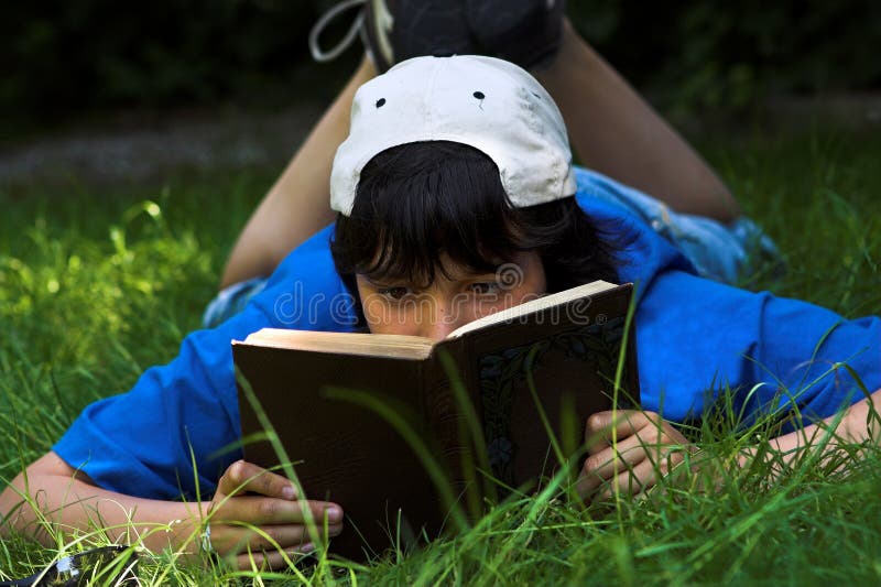Reading Poetry stock image. Image of serious, garden, lifestyle - 1181549