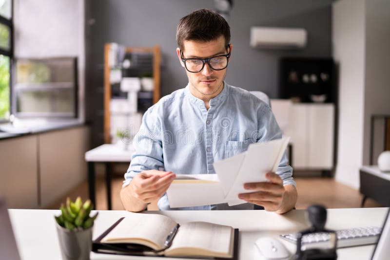 Reading Post Letters or Mail Stock Photo - Image of service, sitting ...