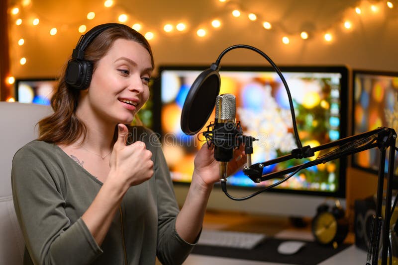 Reading a Radio Host or Blogger Text in a Home Studio into a Microphone ...