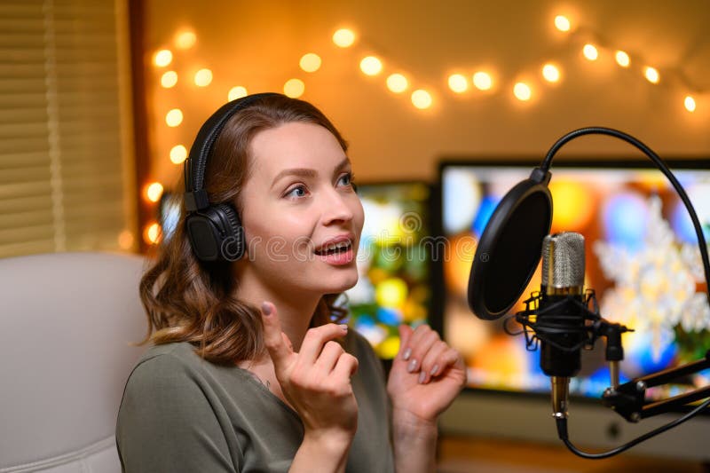 Reading a Radio Host or Blogger Text in a Home Studio into a Microphone ...