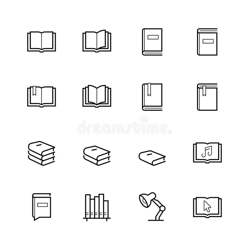 Reading Related Icon Set in Line Style Stock Vector - Illustration of ...