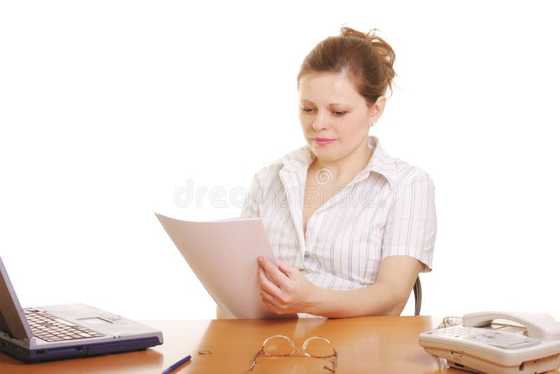Reading report stock image. Image of woman, caucasian - 12215107