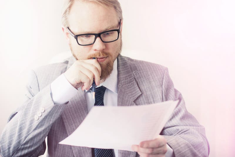 Reading Report stock photo. Image of person, businessman - 41117440