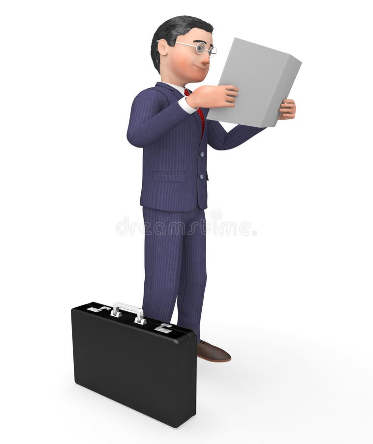 Reading Report Indicates Business Person and Books 3d Rendering Stock ...