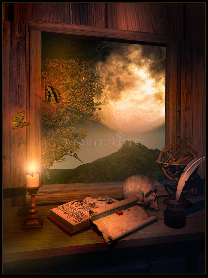 Reading room stock illustration. Illustration of moon - 39965200