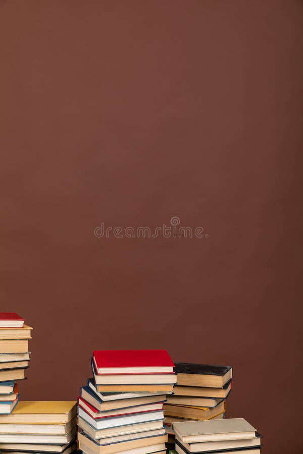 Reading Science Knowledge Many Books Stacked in a Library on a Brown ...