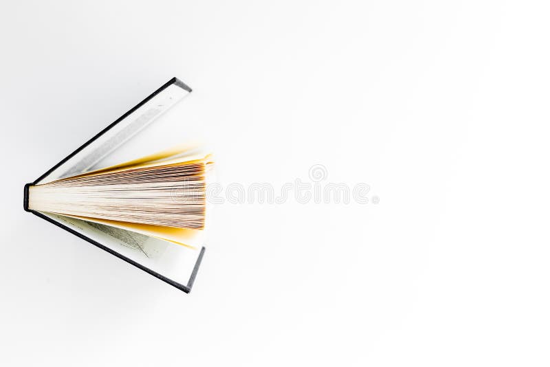 Reading and Self-development. Ajar Book on White Background Top View ...