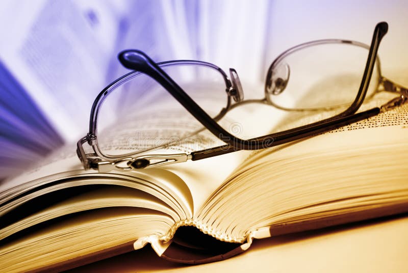 Open journals with glasses stock image. Image of office - 14752901