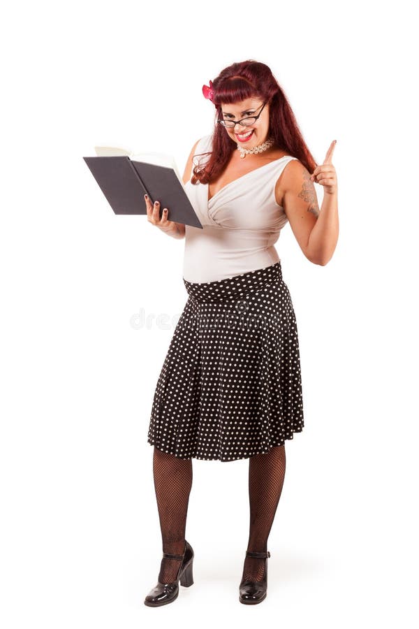 Pin-up Librarian Striking A Pose Stock Image - Image of strobe, studio ...
