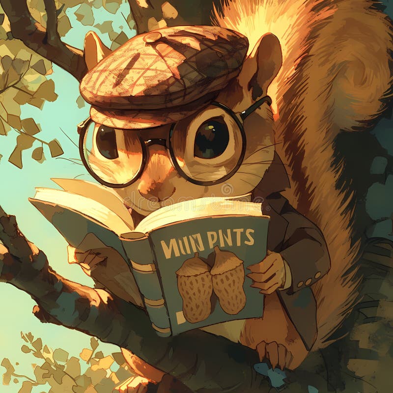 Reading Squirrel in Action - Stock Image Stock Illustration ...