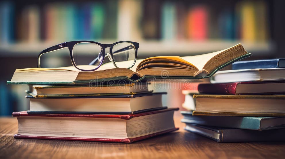 Reading Stack of School Books Stock Illustration - Illustration of ...