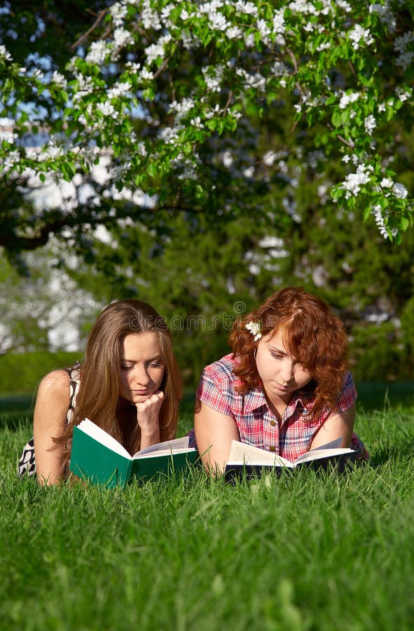 Reading students stock image. Image of blooming, beautiful - 10395629