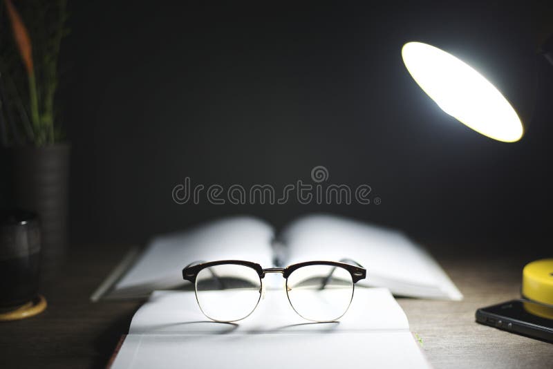 Reading Table at Night, with Mathematical Formulas Stock Photo - Image ...