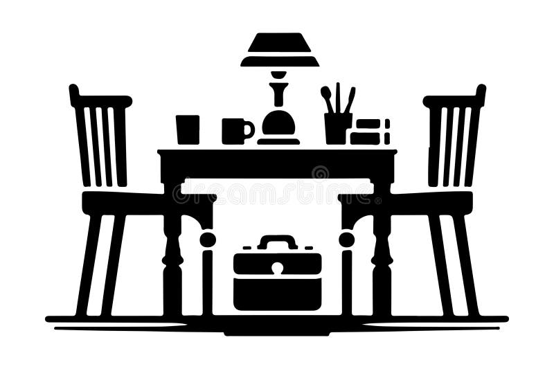 Reading Table Silhouette Vector Stock Vector - Illustration of vintage ...
