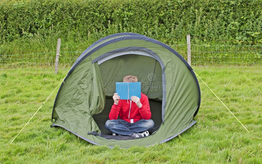 Reading in the Tent stock image. Image of mallet, britain - 25198897
