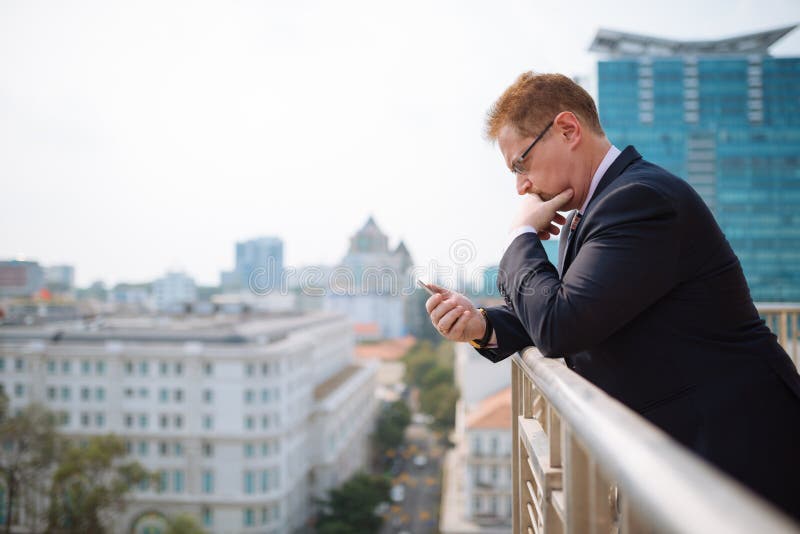 Reading text message stock photo. Image of railing, communication ...