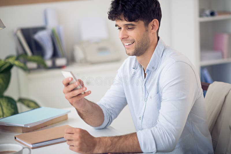Reading text message stock image. Image of business, desk - 56586461