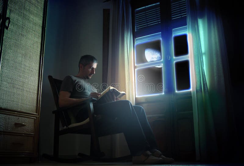 Reading Under the Moonlight Stock Image - Image of shelter, mysterious ...