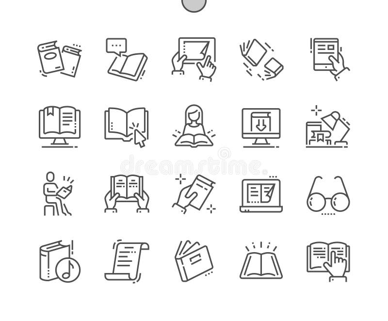 Reading Well-crafted Pixel Perfect Vector Thin Line Icons 30 2x Grid ...