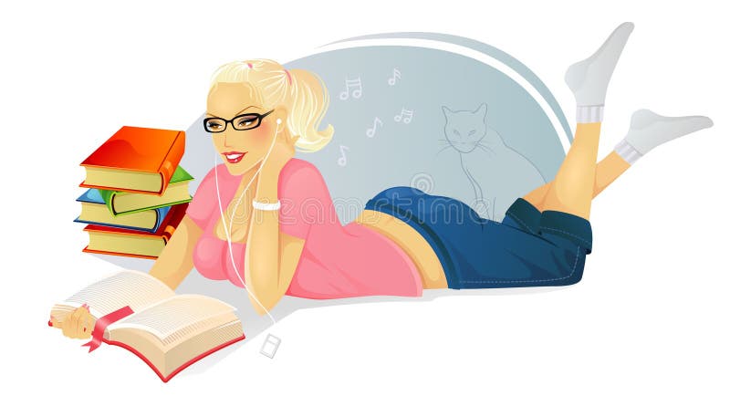 Set of Cartoon People Reading Books Stock Vector - Illustration of ...