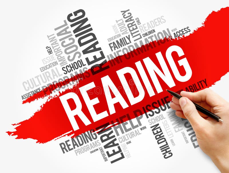 Reading word cloud collage stock illustration. Illustration of school ...