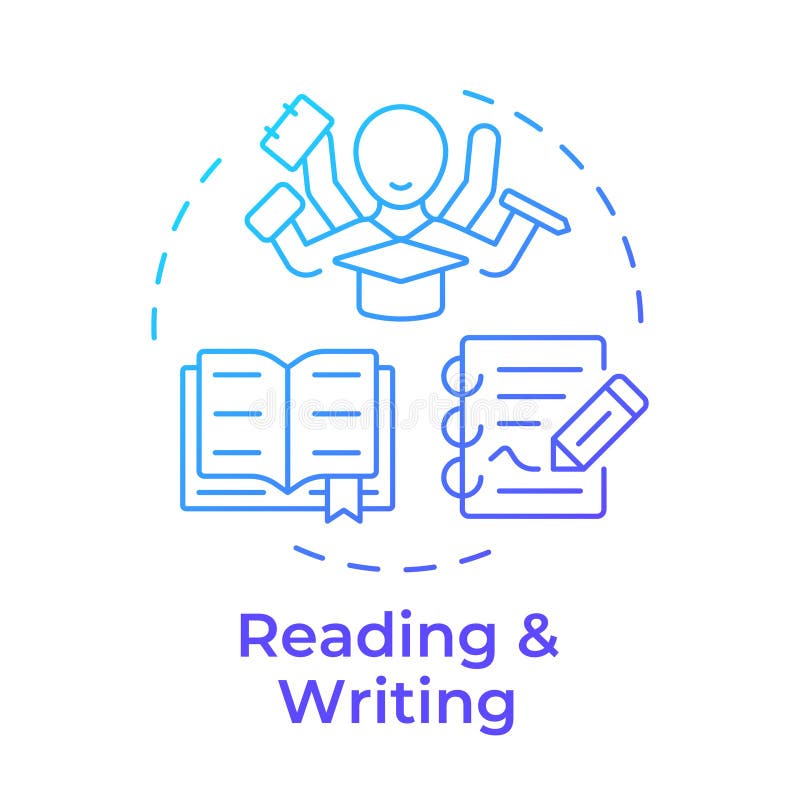 Reading and Writing Blue Gradient Concept Icon Stock Vector ...
