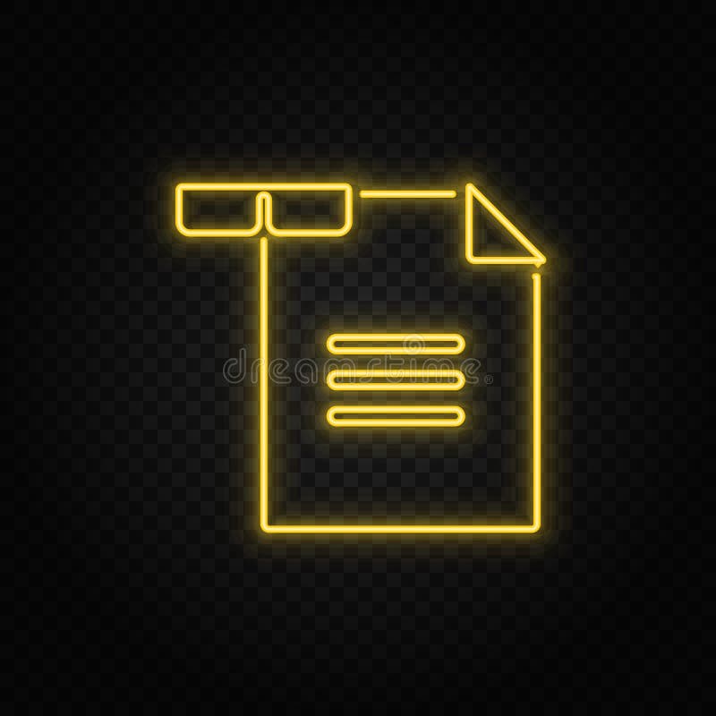 Reading Yellow Neon Icon .Transparent Background Stock Illustration ...