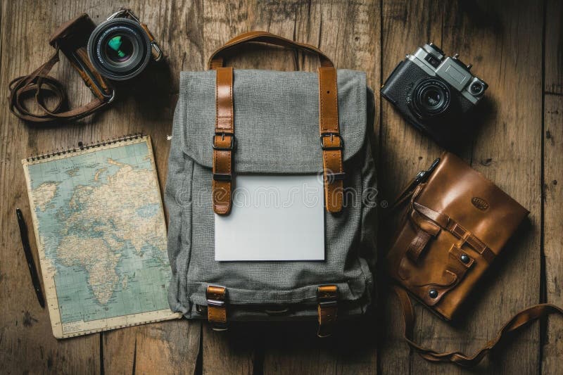 Ready for Adventure, a Backpack, Map, and Cameras for an Epic Journey ...