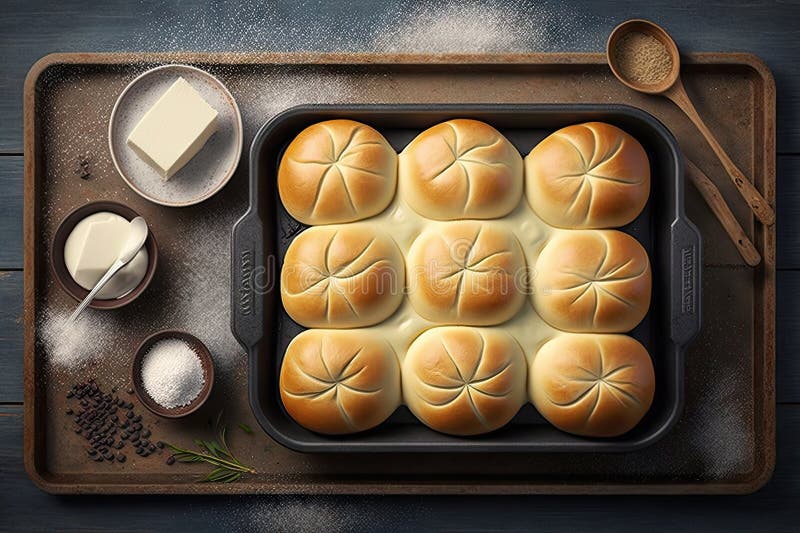 Ready for Baking Tray with Buns for Homemade Breakfast Stock ...