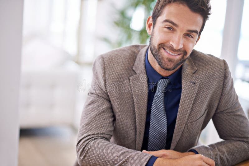 Always Ready for a Challenge. a Young Man Sitting in His Office. Stock ...