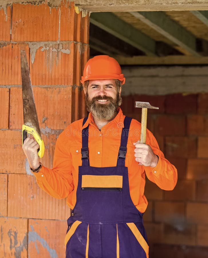 Ready for Challenges. Craftsman Keep Head Safe in Helmet. Improvement ...