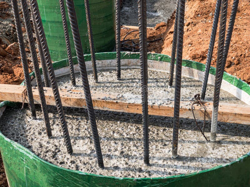 Ready concrete foundation stock image. Image of steel - 162152161