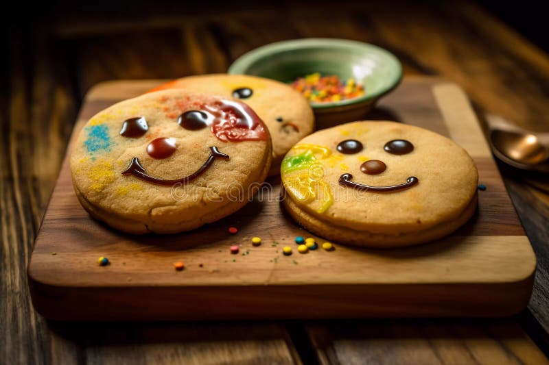 Ready Cookies with Emoticons on the Table. Stock Photo - Image of ...