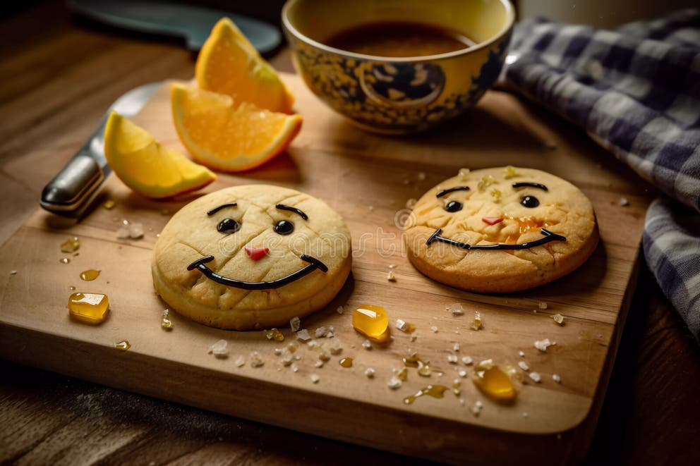 Ready Cookies with Emoticons on the Table. Stock Illustration ...