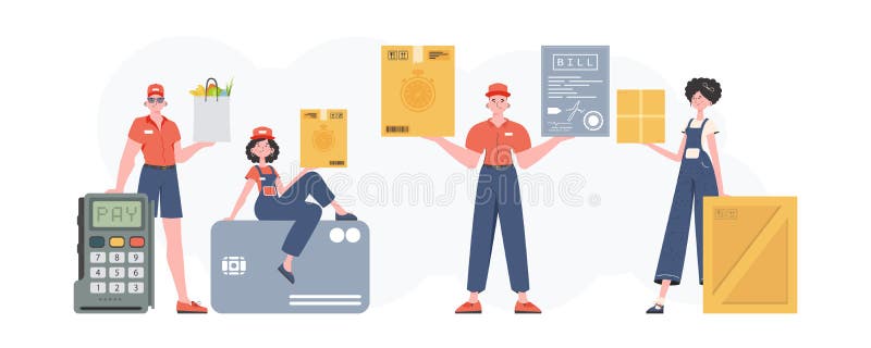 Ready Delivery Banner. Delivery Team. Cartoon Style. Vector. Stock ...