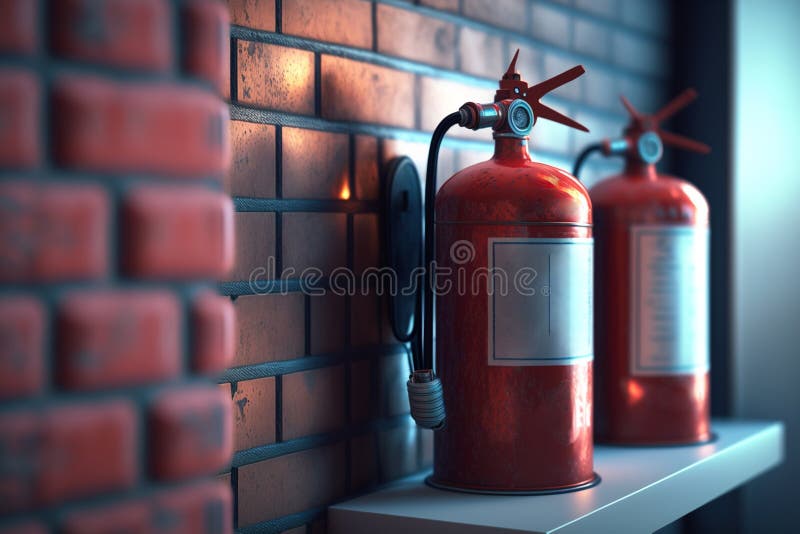 Ready for Emergency: Multiple Fire Extinguishers Mounted on Wall Stock ...