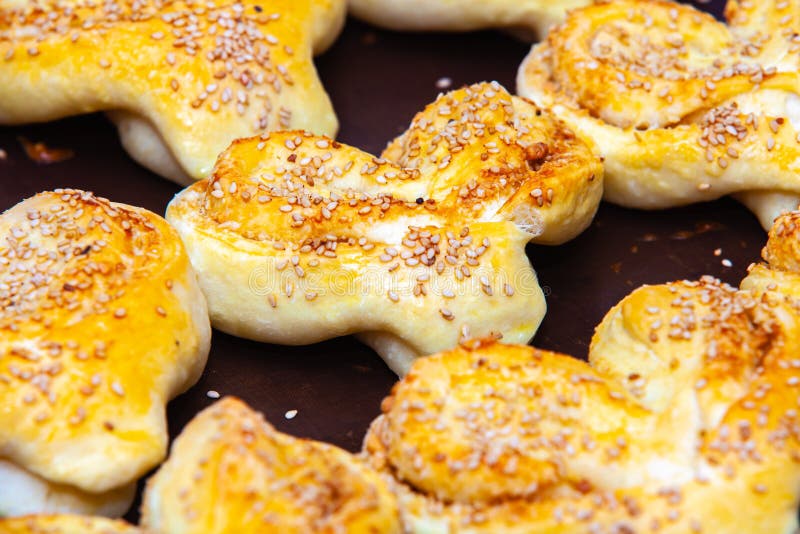 Ready-made Biscuits on a Baking Sheet Stock Image - Image of baking ...