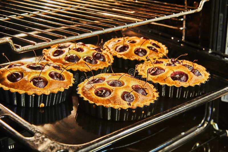 Ready-made Cherry Pie in Large and Small Form after Baking in an ...