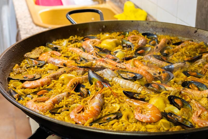Ready-made Fidegua Dish with Seafood Stock Image - Image of spain ...